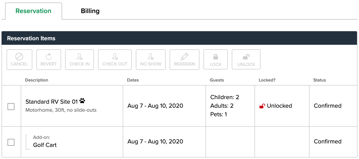 Reservation Summary- Reservation Tab: What's on the Page?